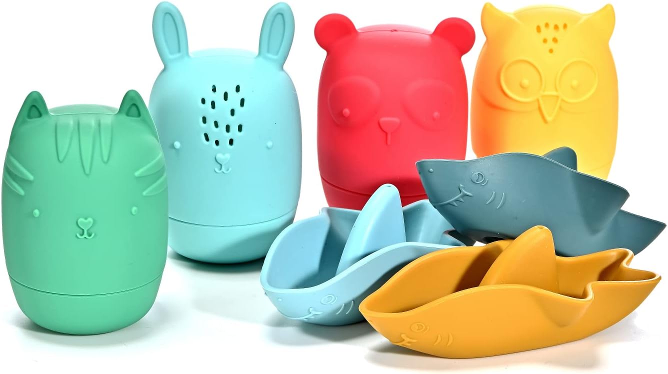 Amazon.com: Silicone Bath Toy Set for Babies and Toddlers - Perfect for ...