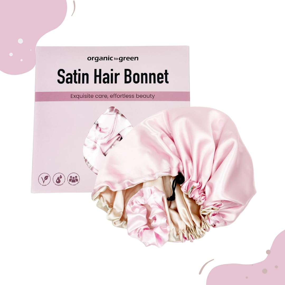 Amazon.com: Organic To Green Satin Hair Bonnet, Adjustable Hair Bonnet ...