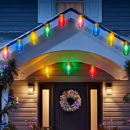 2 Pack Outdoor Christmas Decorations - Jumbo Xmas String Lights or ...
