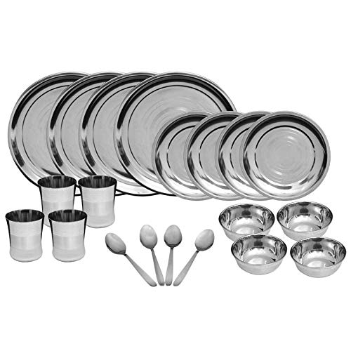 Stainless Steel Lightweight Dinner Set - 20 Pieces. : Amazon.in: Home ...
