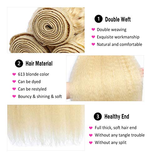 613 Kinky Straight 3 paquetes brasileño rubio Yaki paquetes de cabello ...