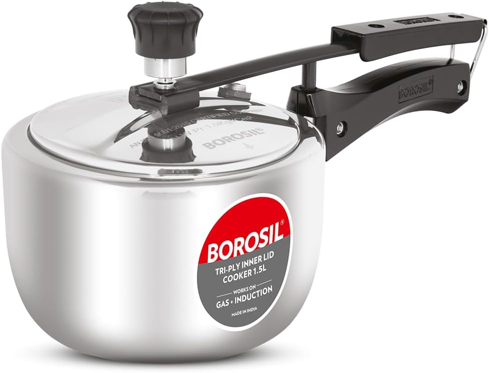 Buy Borosil Pronto Induction Base Stainless Steel Inner Lid Pressure ...