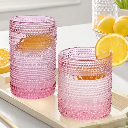 Amazon.com | Lumkit Vintage Hobnail Driinking Glasses Set, Glassware ...