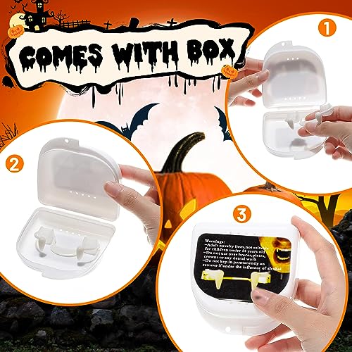 4 Pairs Vampire Fangs Teeth Werewolf Cosplay Retractable Braces, Scary ...