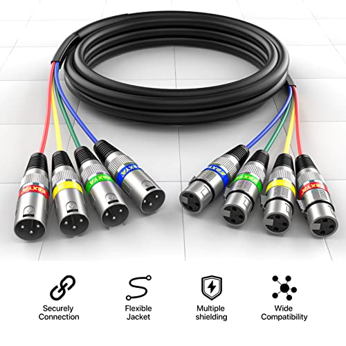 Snapklik.com : EBXYA 15Ft XLR Snake Cables - 4 Colored 4 Channel ...