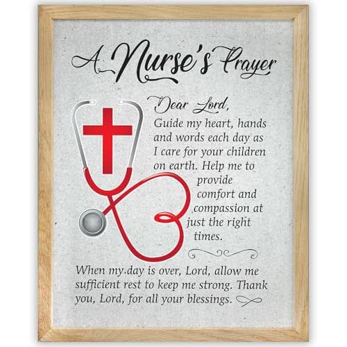 Amazon.com: Nurse Prayer Wall Art Typography 11x14 Framed Poster ...