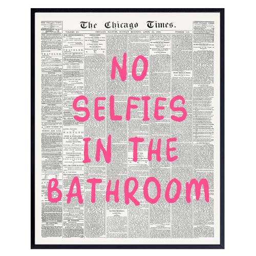 Amazon.com: Pink Bathroom Decor for Women - Newspaper Wall Art - funny ...
