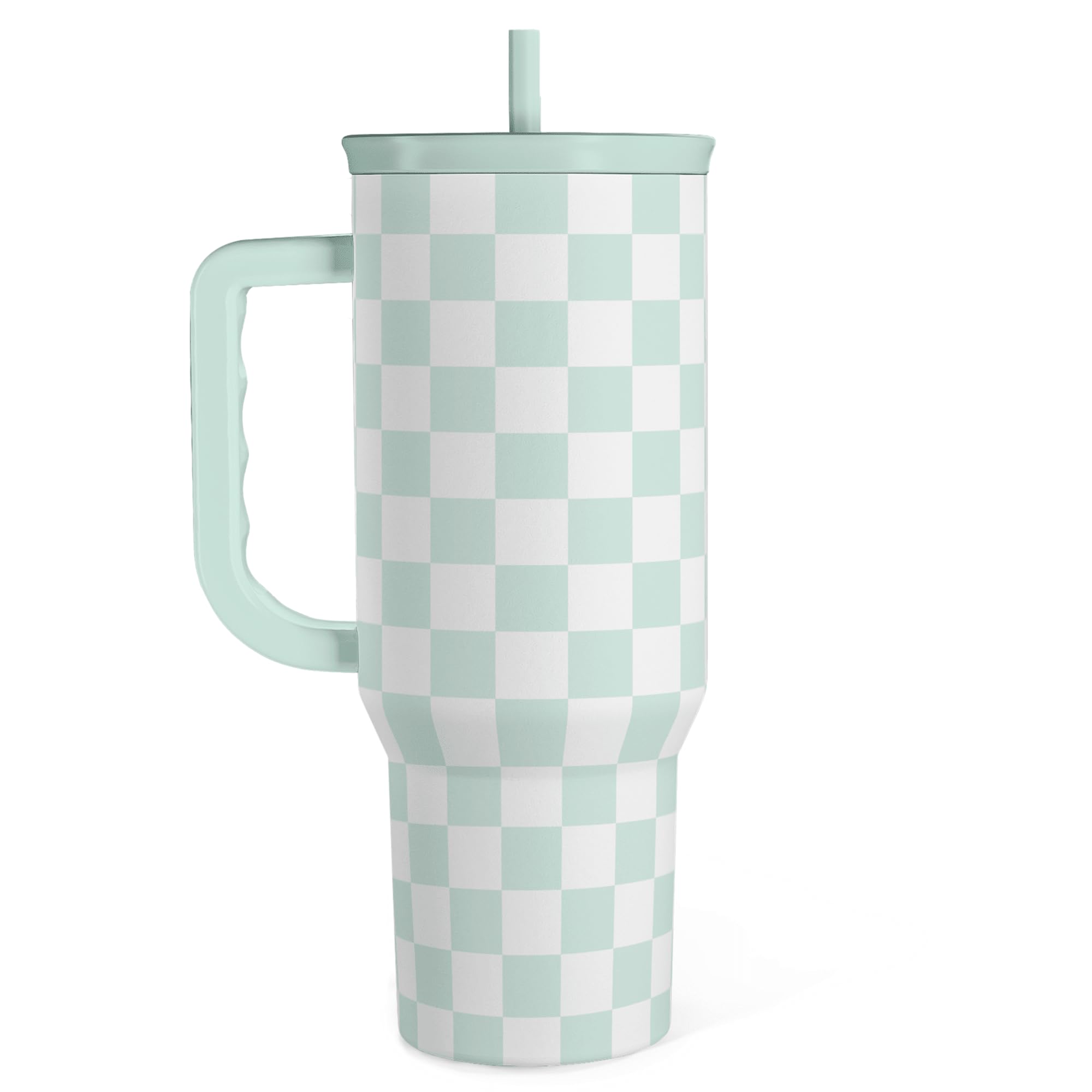 Amazon.com | SANDJEST Checkered Tumbler with Handle 40oz, Mint Checker ...
