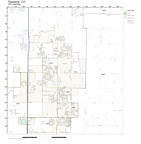 Amazon.com : ZIP Code Wall Map of Firestone, CO ZIP Code Map Laminated ...