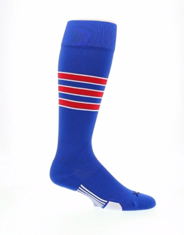 Watch MadSportsStuff Gridiron 3 Stripe Football Socks - Royal/Scarlet ...