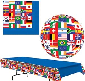 Amazon.com: Around-the-World Flags Party Decorations Kit with ...