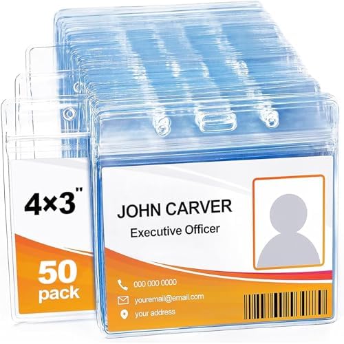 Amazon.com : 50 Pcs Clear Plastic Extra Thick Horizontal Card Holders ...