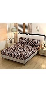 Amazon.com: SDY 4PCS Leopard Bedding Sheets Queen Size Leopard Print ...