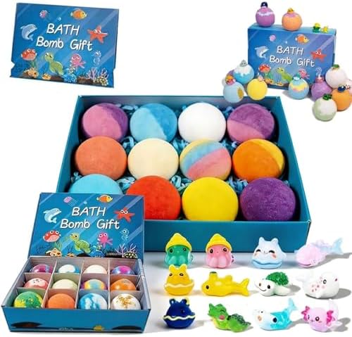 Natural Bath Bombs For Kids With Mega Bubbles & Surprise Inside, 12 ...