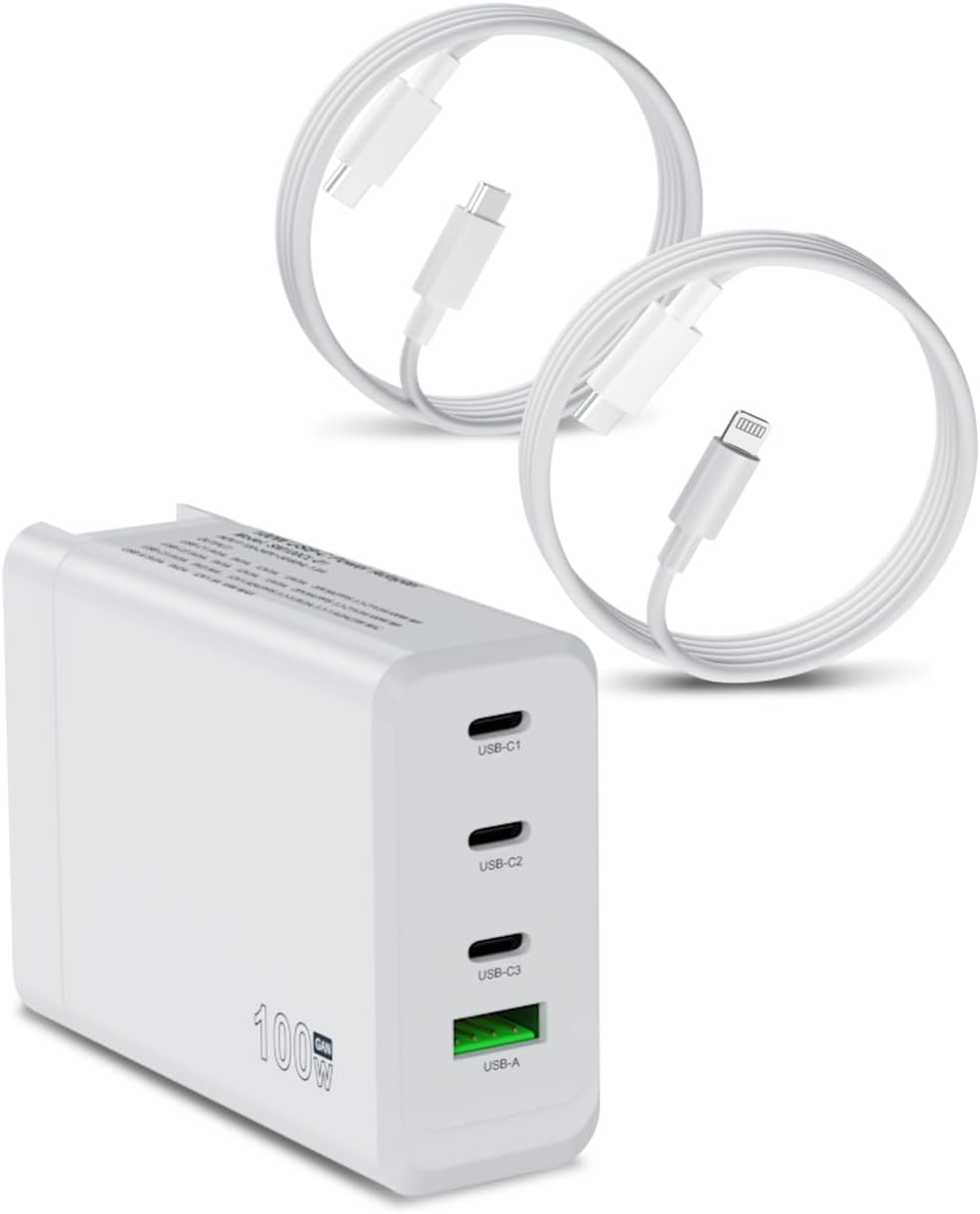 Amazon.com: 100W USB C Charger Block Mult Port, GaN Fast Charging Block ...