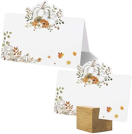 Amazon.com: Whaline 100Pcs Fall Place Cards 3.5 x 2 Inch Pumpkin Leaves ...