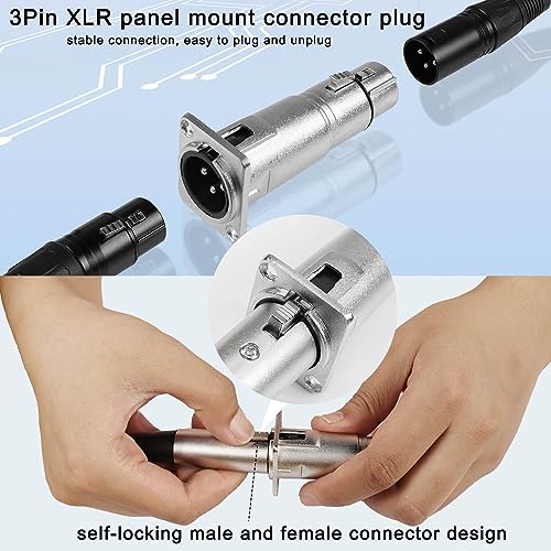 QIANRENON XLR Male to Female Panel Mount Adapter 3Pin XLR Plug to Jack ...