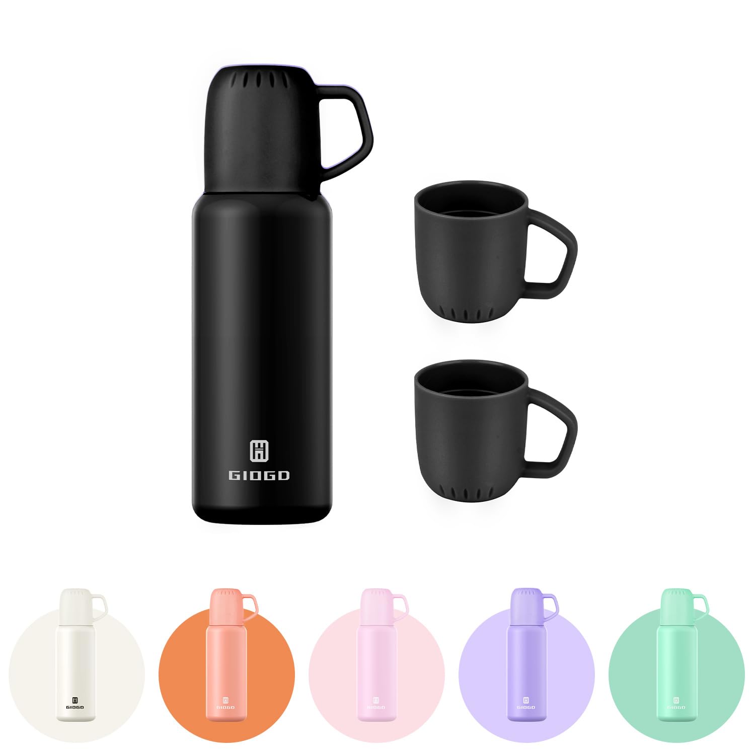Thermal Flask with Cup 538ml/18.6oz Flask for Hot Drink, Vacuum ...