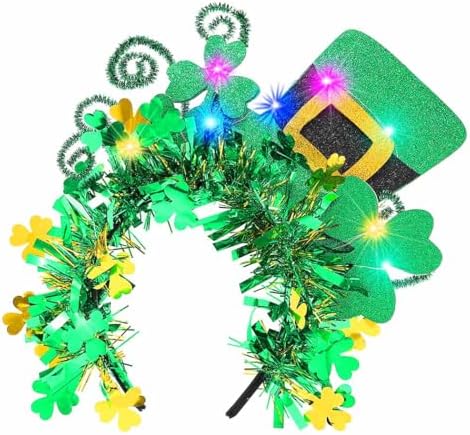 Amazon.com: JONKY St Patricks Day Headband Light Up Green Hat Headbands ...