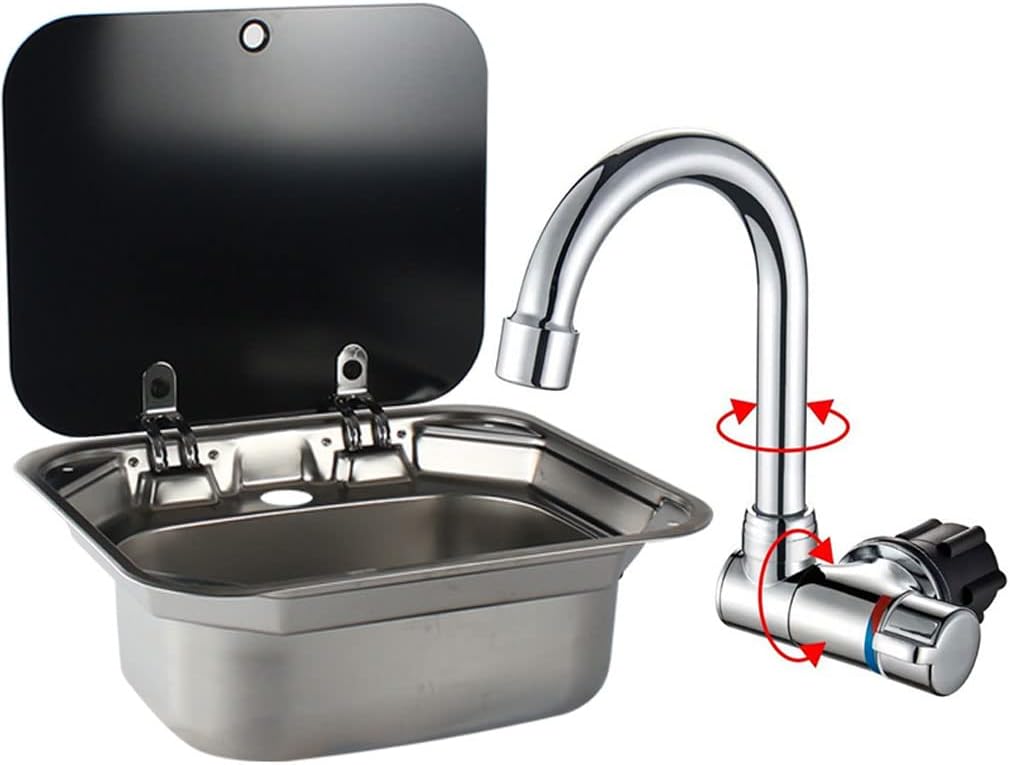 Stainless Steel Caravan RV Folding Sink with Cold Water Faucet, Hand ...
