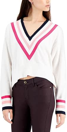 Tommy Hilfiger Womens V Neck Cropped Crop Sweater White Xl At Amazon