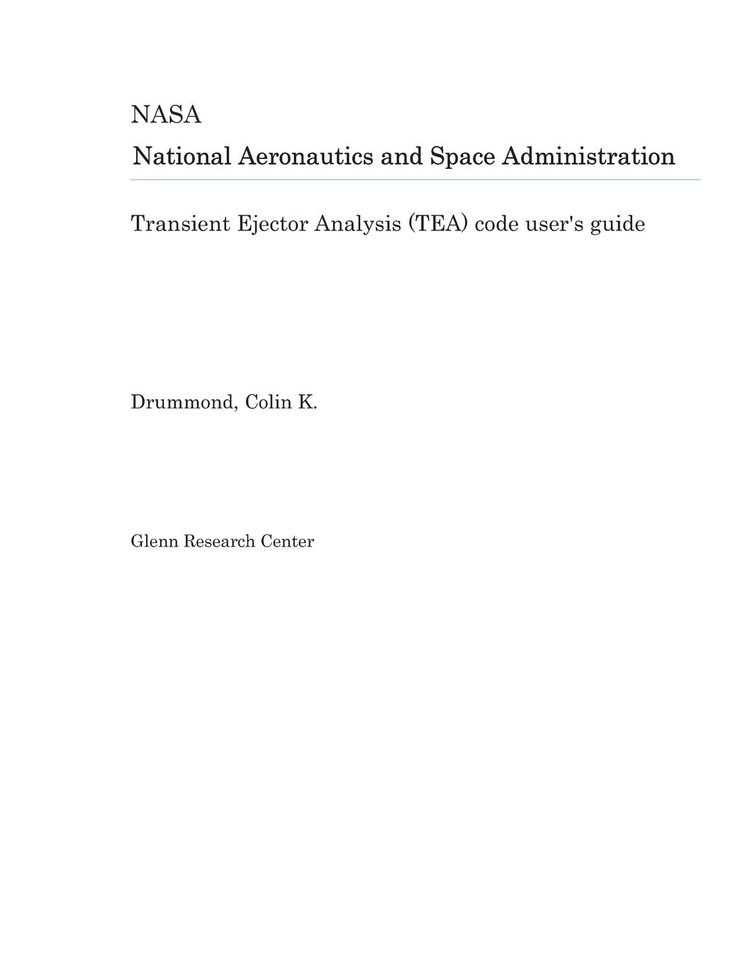 Buy Transient Ejector Analysis (TEA) code user's guide Online at desertcartINDIA