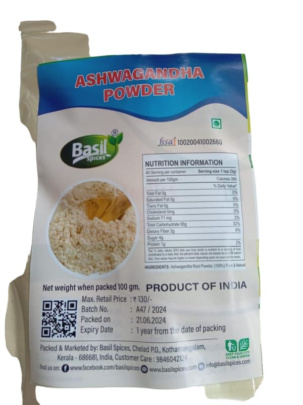 Basil Spices Ashwagandha Powder_ Herbal Supplement For Health, Organic ...