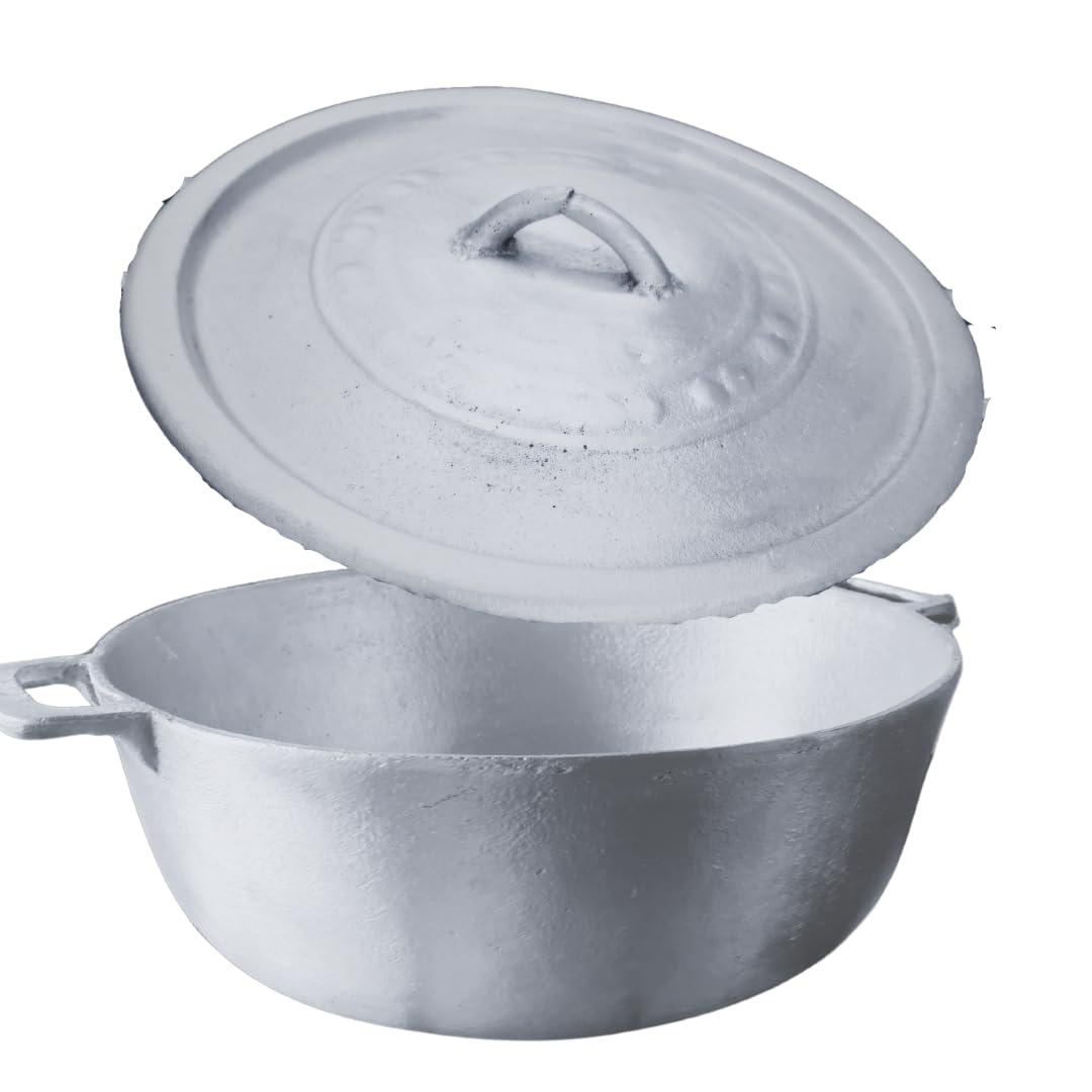 Jamaican Dutch pot Dutchie Pot 11.5 Wide. Silver Flat Bottom. : Amazon ...