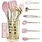Amazon.com: Gold and Pink Kitchen Utensil Set with Holder - 7-Piece ...