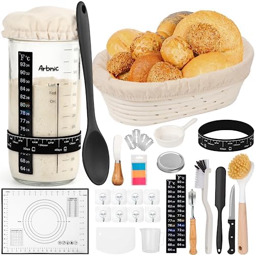 Amazon.com: Artisan Sourdough Bread Baking Kit Gift Set | 9" Banneton ...