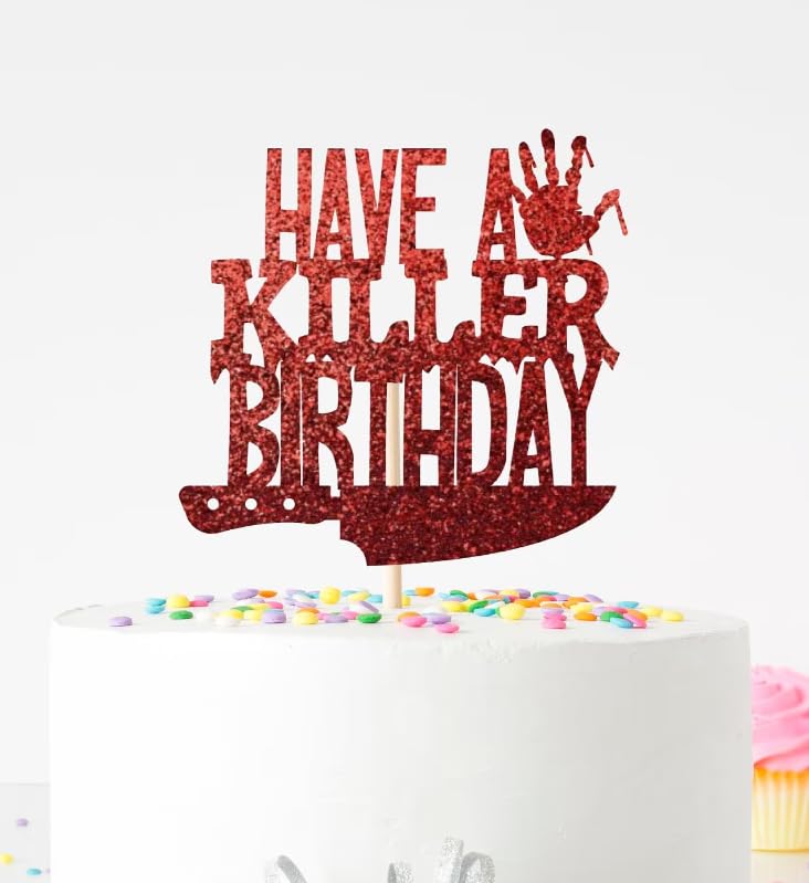 Amazon.com: Have a Killer Birthday Cake Topper, Crime Scene, Mystery ...