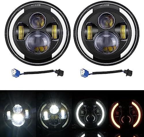 Amazon.com: 7 inch LED Round Headlight with Hi/Low Beam & Amber/White ...