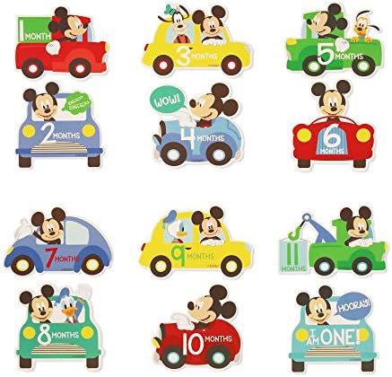 Amazon.com: Disney Baby Boys Character Milestone Set, Mickey Mouse Car ...