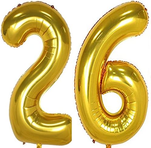 Amazon.com: 40inch Gold Foil 26 Helium Jumbo Digital Number Balloons ...