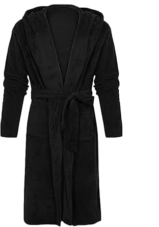 Amazon.com: Mens Hooded Fleece Comfy Bathrobes Soft Plus Size ...