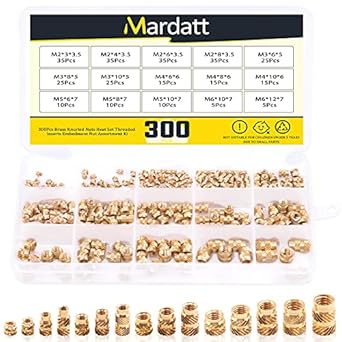 Mardatt Brass Threaded Inserts for Plastic Inserts 3D Printing Knurled ...