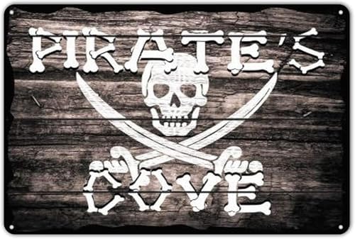 Amazon.com : Pirate Theme Pin Signs Decor 12"x8" Metal Sign Pirates ...