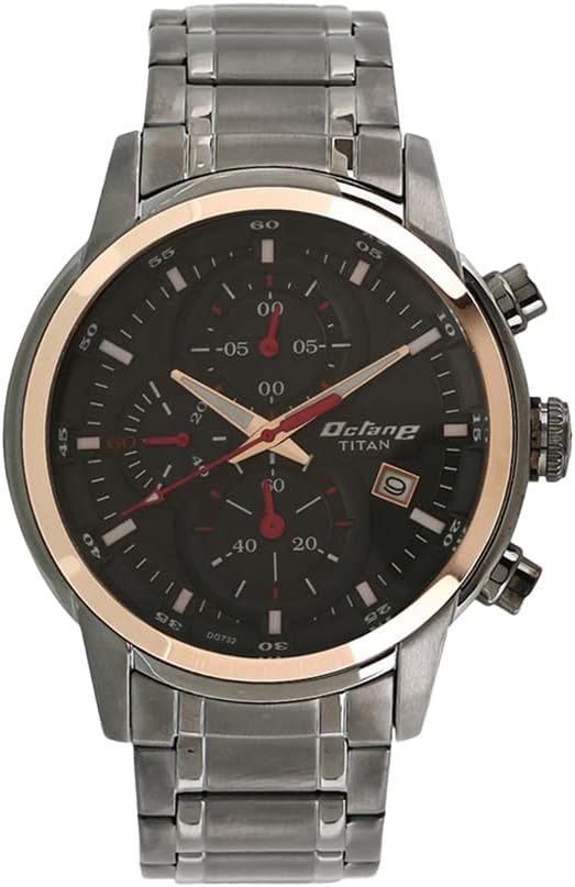 Titan Octane Chronograph Black Dial Stainless Steel Strap Watch for Men ...
