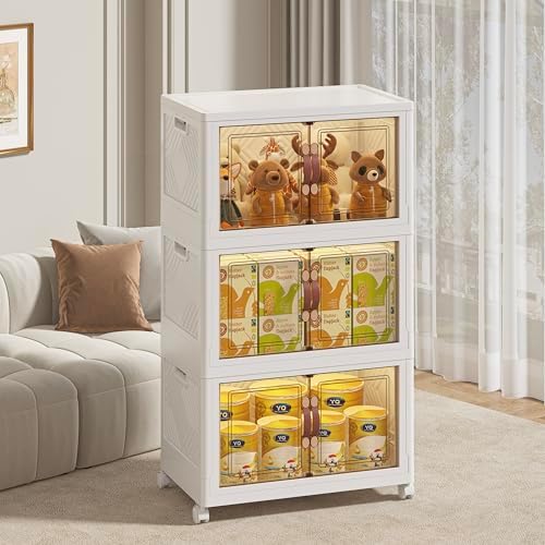 Vertical Box 86L Plastic Storage Cabinet with Wheels, Stackable and ...