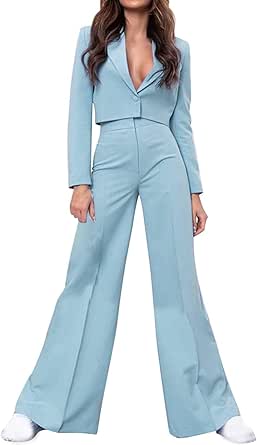 Amazon.com: Women's Formal Professional Two Piece Outfits Blazer Jacket ...