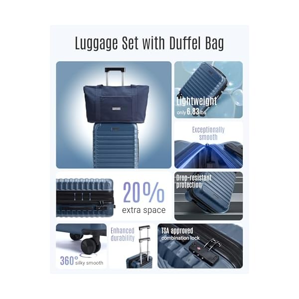 LIGHT FLIGHT Luggage Sets, Carry On Luggage 22x14x9 Airline Approved ...