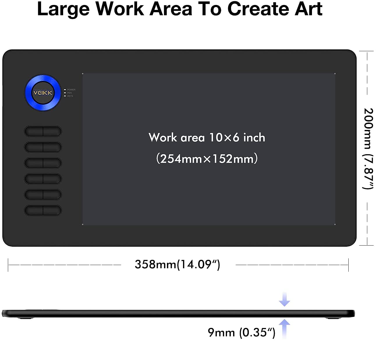 Apple Pencil Drawing Tablet, VEIKK A15 10x6 Inch Drawing Pad With 12 ...