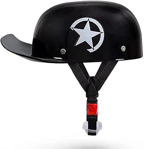 Amazon.com: Baseball Cap Motorcycle Helmet, Jet Cruiser Moped Crash ...