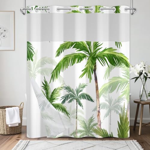 Amazon.com: Watercolor Tropical Palm Trees Design Shower Curtain for ...