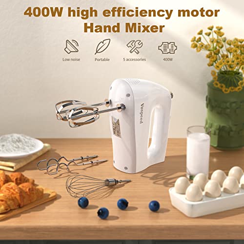 Buy Electric Hand Mixer Whisk, Vospeed 400W Electric Hand Mixer Whisk ...