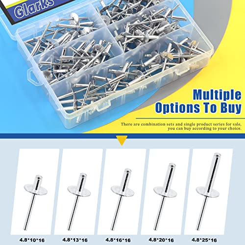 Snapklik.com : 60Pcs 3/16 X 5/8 Large Flange Aluminum Blind Rivets Pop ...