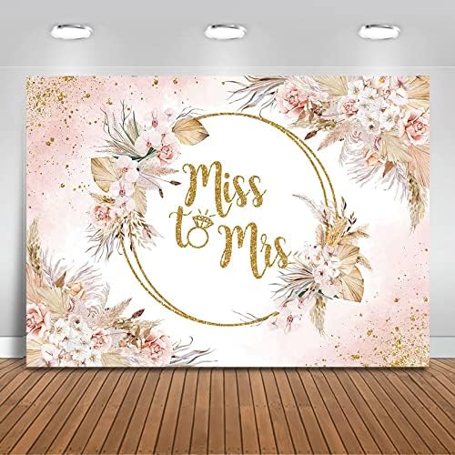 Amazon.com : Mocsicka Miss to Mrs Wedding Backdrop Rose Gold Floral ...