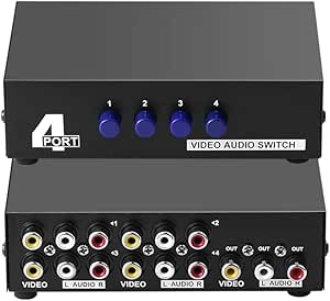 axGear AV Switch Box Composite Selector 4 Port RCA Audio Video 4 in 1 ...