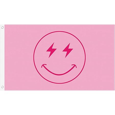 Amazon.com : Preppy Theme Pink Smile Face Flag 3 x 5 Feet Happy Face ...