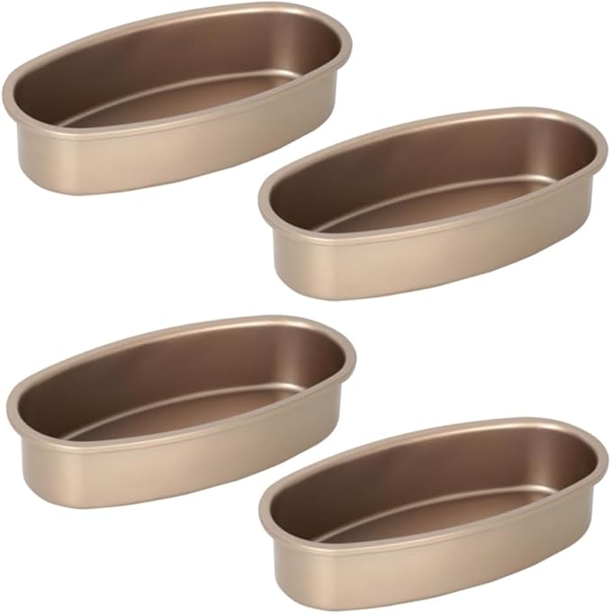 Amazon.com: KHADOW 4Pcs Oval Cake Pan 9 Inch Oval Baking Pan Non-Stick ...